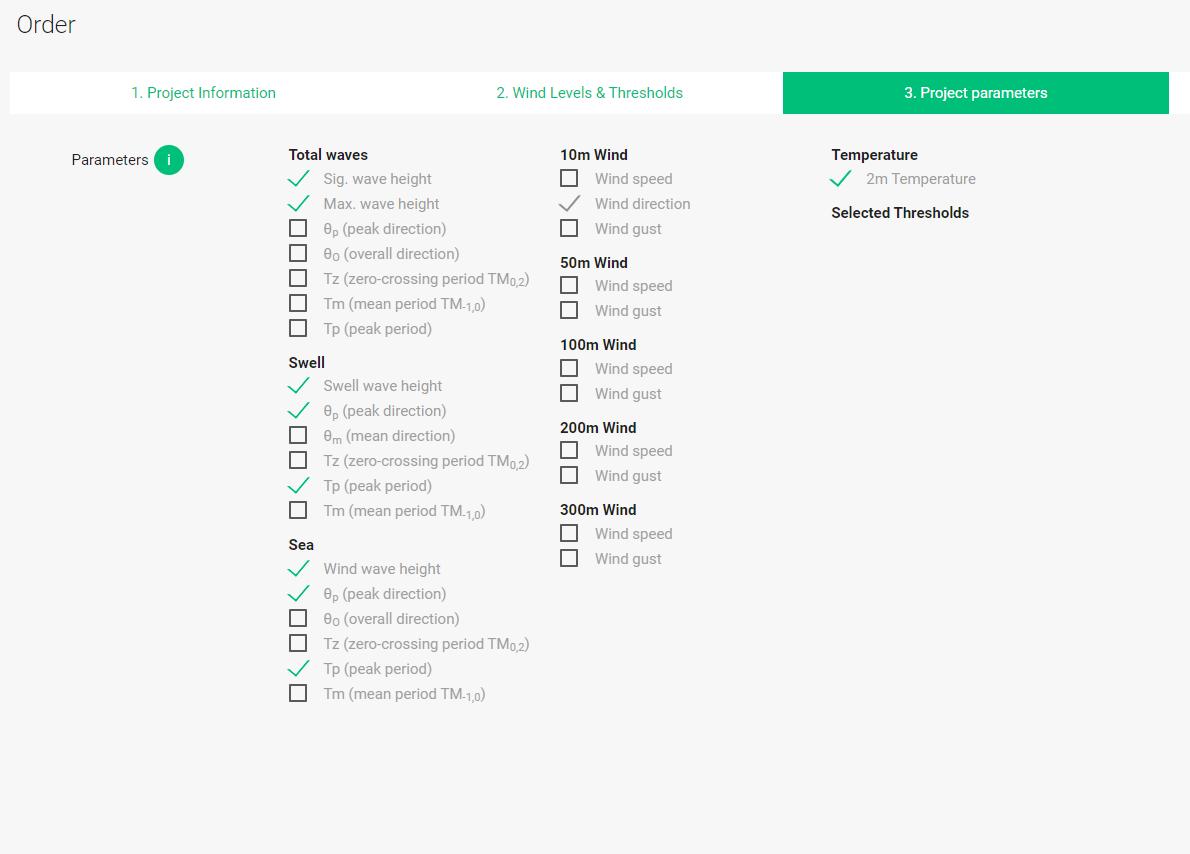 New in Marine Weather Dashboard: configurable project parameters