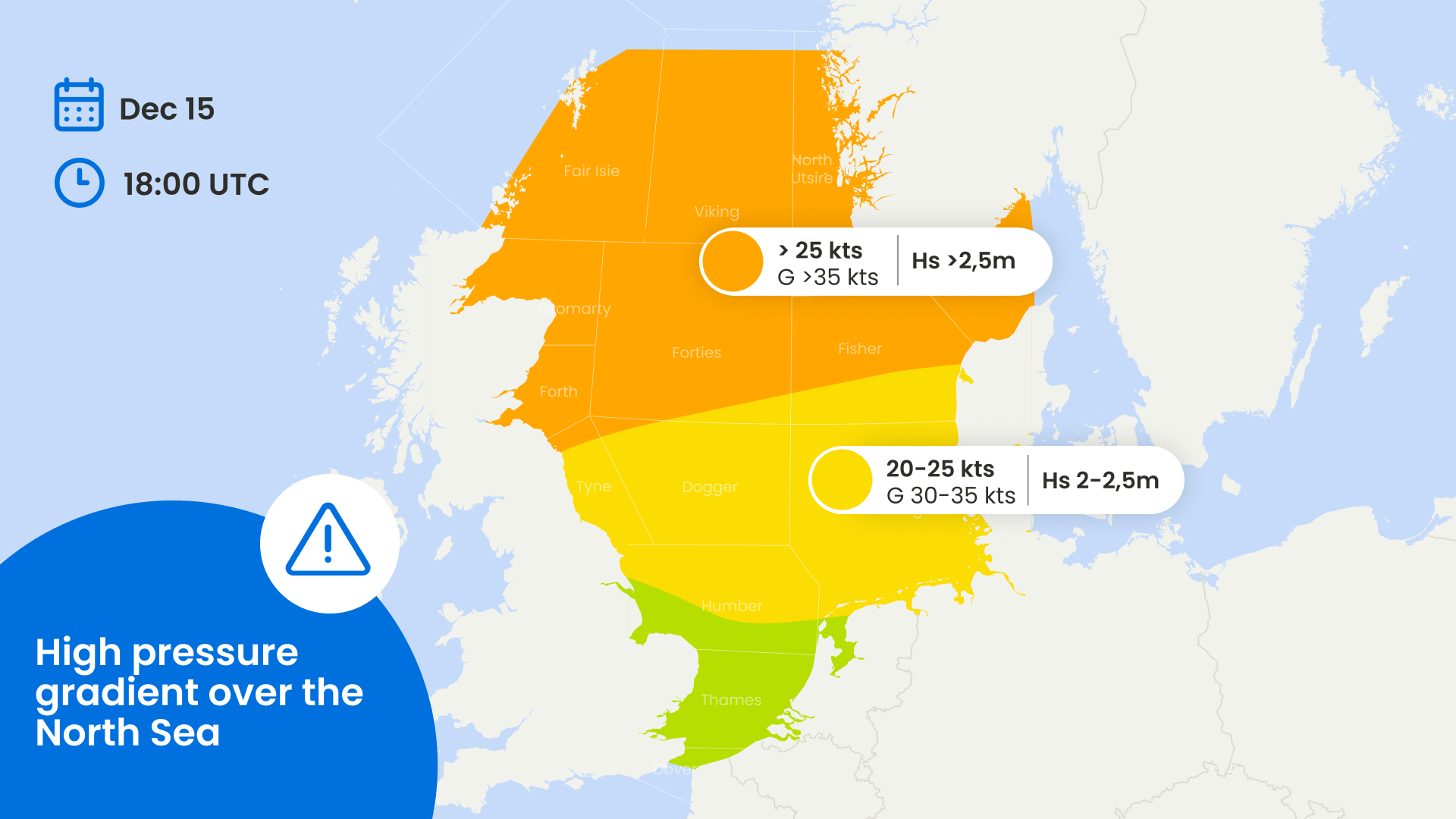 North Sea Weather: calm conditions prevail across the entire North Sea