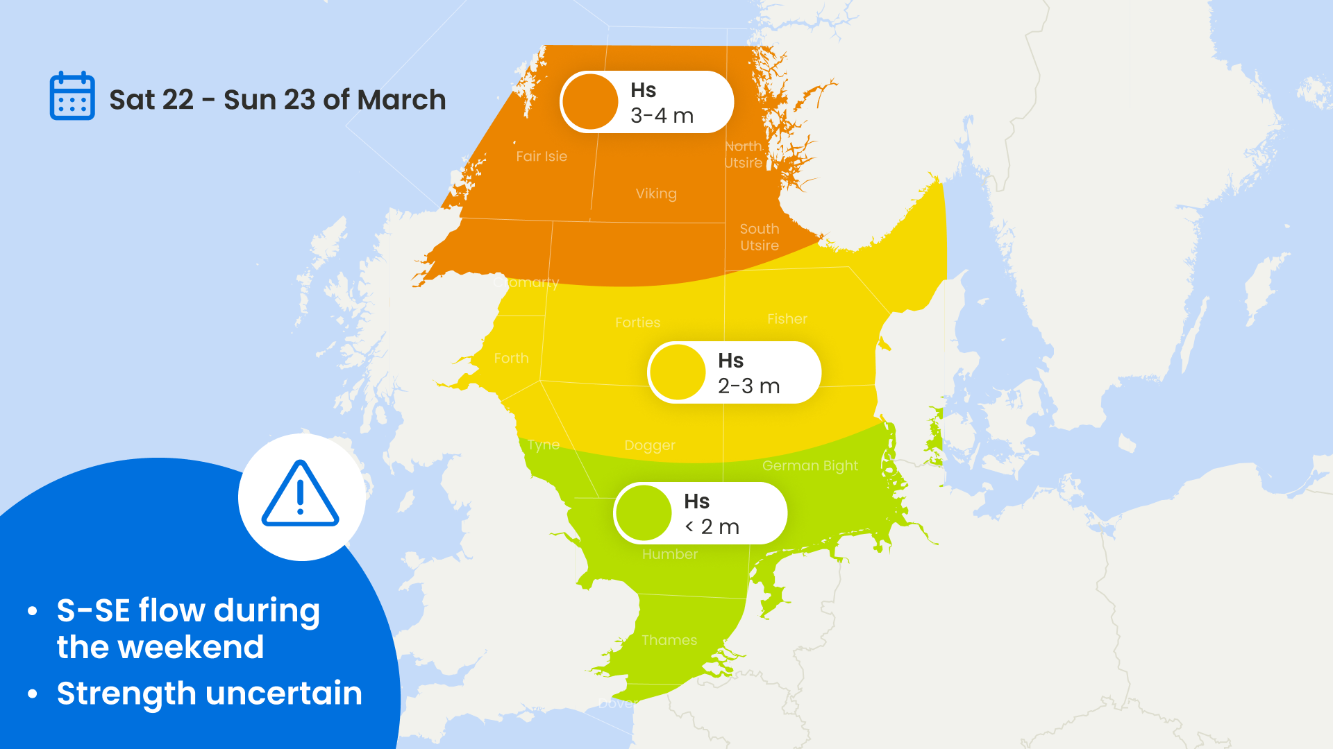 North Sea weather: Workable conditions over the North Sea until Thursday