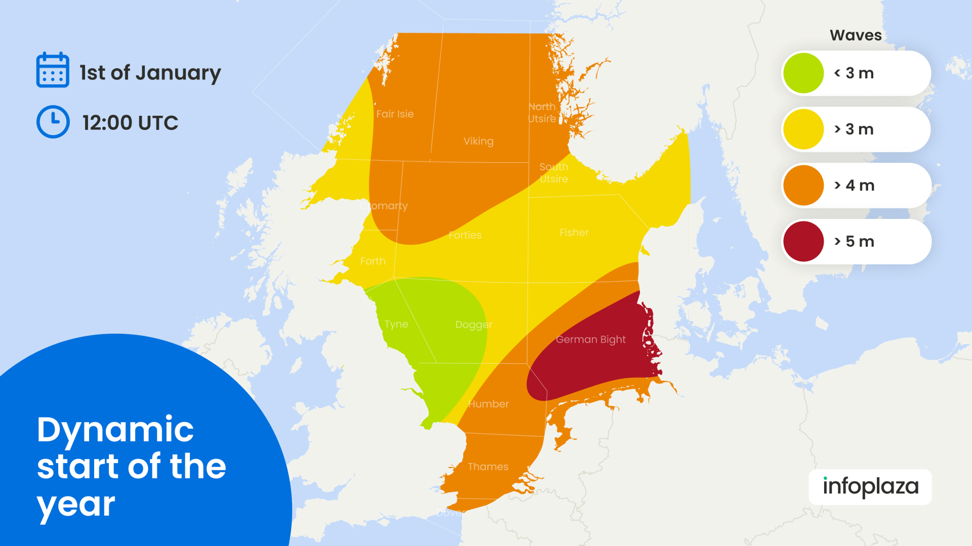 North Sea Weather: dynamic conditions on New Year’s Day